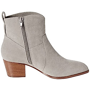 Amazon Essentials Women's Western Ankle Boots, Light Grey Heather Microsuede, 7.5