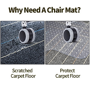 Office Clear Chair Mat for Carpet with Lip,36*48 Inches Transparent PVC Studded Desk Chair Mat,Protection Mat for Office or Home,Slip Resistant, Easy to Clean