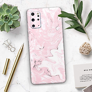 DesignSkinz Mixtured Gray and Pink v9 Textured Marble Protective Vinyl Decal Wrap Skin Cover Compatible with The Samsung Galaxy S20 (Screen Trim & Back Glass Skin)