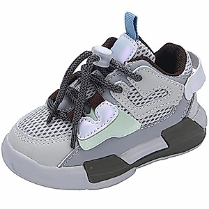 Mercatoo Toddler Boy Shoes Size 9 Wide Girls Shoes Autumn and Winter Children's Sports Shoes Middle and Big Children's Sneakers (Grey, 9 Little Kids)