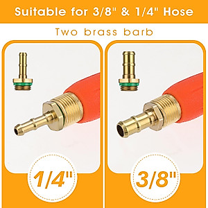 44 Inch Sprayer Wand, 3/8" & 1/4" Brass Barb Universal Sprayer Wand Replacement, Stainless Steel Sprayer Parts with Shut off Valve & 2 Hose Clamps, Spray Wands for Garden Hose, 1/2" Connector