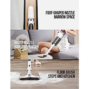 LiTHELi Cordless Vacuum Cleaner, 10000Pa/6000Pa Stick Vacuum with Mop Pad, Brushless Motor for Hard Floor, with 2 * 4Ah Swappable Battery