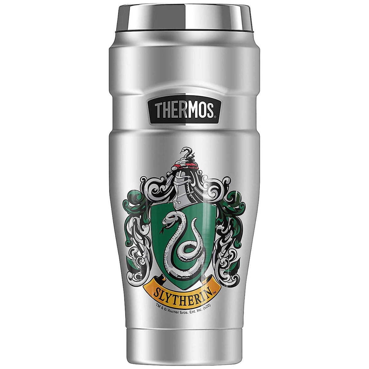 Harry Potter Slytherin House Crest, THERMOS STAINLESS KING Stainless Steel Travel Tumbler, Vacuum insulated & Double Wall, 16oz