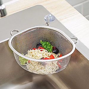 JOROBURO Triangle Sink Strainer Basket, Stainless Steel Space Saving Sink Drainer Basket, Colander Strainer Basket Strainer Sink Strainer, Food Waste Filter and Vegetables Fruits Clean