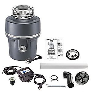 InSinkErator Garbage Disposal with Power Cord & Air Switch, Evolution Essential XTR, Quiet Series, 3/4 HP Continuous Feed, Gray