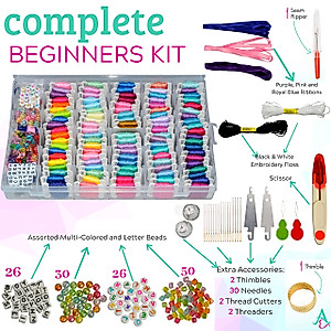 Athena's Elements Friendship Bracelet String Kit - 276pcs Embroidery Thread and Accessories - Colors are Labeled with Std Embroidery Codes - Perfect Thread for Cross Stitch, Hand Embroidery