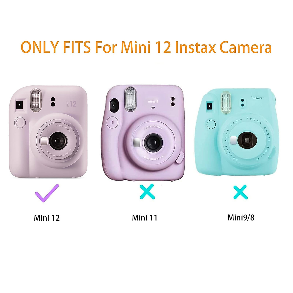 Ngaantyun Mini 12 Clear Case Bundle Kit for Fujifilm Instax Mini 12 Instant Camera Case with Film Pocket Pictures Holder, Stickers Skin Decal, Adjustable Shoulder Strap Accessories