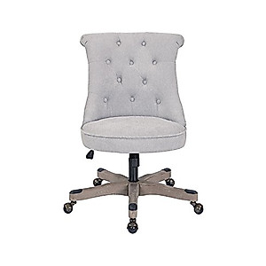 OSP Home Furnishings Hannah Tufted Office Chair with Adjustable Height and Grey Wood Base, Fog Fabric