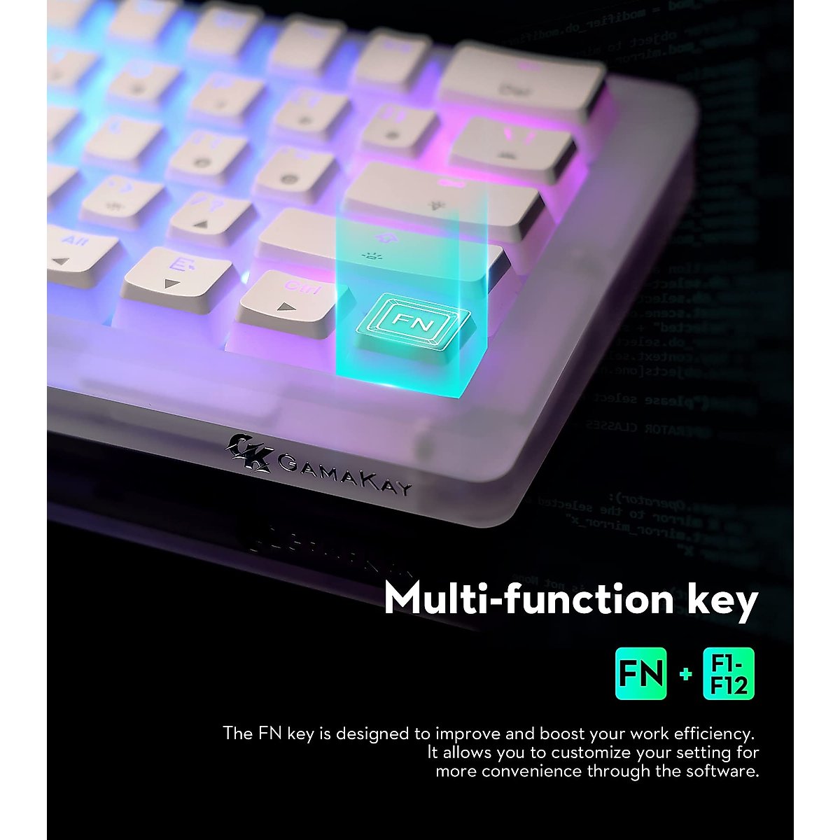 GK GAMAKAY K61 Pro 60% RGB Gasket Mechanical Keyboard, Bluetooth/USB-C Wired/2.4GHz Wireless 61 Keys Hot Swap Gaming Keyboard with CNC Acrylic Base Pudding PBT/ABS Keycaps (Gateron Red Switch)