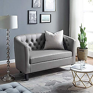 Ergode Prospect Upholstered Vinyl Loveseat - Gray