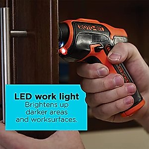 BLACK+DECKER 4V MAX Cordless Screwdriver with Bit Storage, 180 RPM, Battery Included (BDCS50C)
