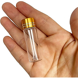 Luo House 10pcs 16x45mm Tiny Mini Small Clear Bottles Glass Vials 4ml with Caps Gold
