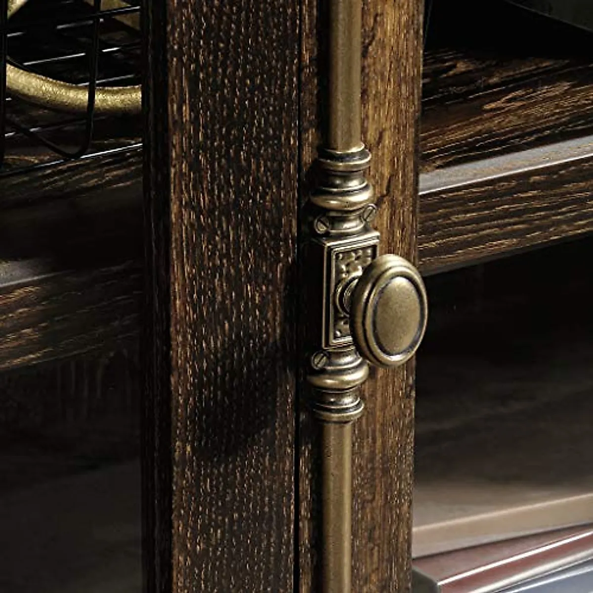 Sauder Barrister Lane Storage Credenza, for TVs up to 70", Iron Oak finish