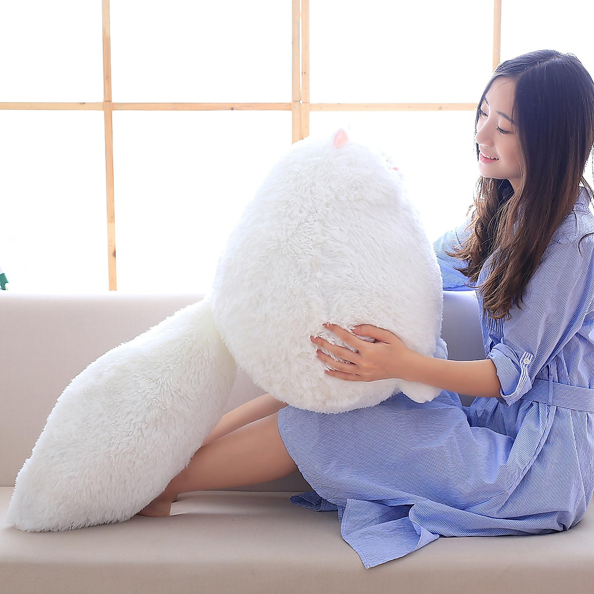 Winsterch Giant Cat Stuffed Animal,Big Stuffed Animal 20 Inches Plush Cat Animal Baby Doll Birthday Mother's Day Christmas Day Gifts for Kids,Boys,Girls,Large Fluffy White Stuffed Cat Plush Toy