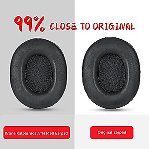 Krone Kalpasmos Audio Technica ATH-M50X Replacement Earpads, Audio Technica Headphone Pads Fit ATH M50 M50s M50BT M40X M40 M35 M30, Pads for ATH M-Series, Soft and Thick Memory Foam, Classic Black