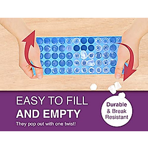 Arrow Small Ice Cube Trays for Freezer, 3 Pack - 60 Mini Cubes Per Tray, 180 Cubes Total - Made in the USA, BPA Free Plastic - Ideal Small Ice Cube Trays for Ice Coffee and Blenders – Blue