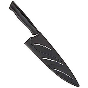 Kai 8-Inch Inspire Chef Knife, 8 Inch Blade with Sheath, , Black/Silver