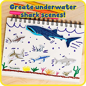 READY 2 LEARN Foam Stickers - Sharks - Pack of 132 - Self-Adhesive Stickers for Kids - 3D Cute Shark Stickers for Laptops, Party Favors and Crafts