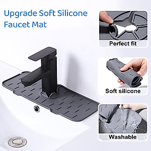 Silicone Faucet Handle Drip Catcher Tray - Sink Splash Guard, Faucet Handle Drip Catcher - Silicone Mats For Kitchen Counter, Sink Protectors For Kitchen Sink - KitchenGuard Mat, Silicone Faucet Mat