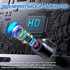 HD 720P eRapta ERT02 Backup Camera Front Rear View License Plate Reverse Universal for Pickup Truck Car SUV 149° Perfect Angle Night Vision Mirror Function Waterproof