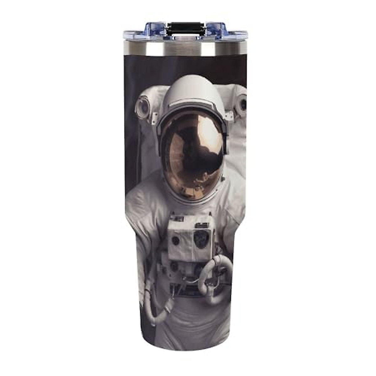 LLUTSNTH 40 Oz Vacuum Tumbler with Violet Handle Leakproof Insulated Tumbler Astronaut Stainless Steel Travel Mug with Lid And Straw Coffee Cup Cute Water Bottles Cup Holder Friendly