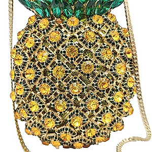 Syolin Boutique Dazzling Mini Pineapple Fruits Crystal Rhinestone Evening Bags and Clutches for Women Formal Dinner Party Purses Handbags.