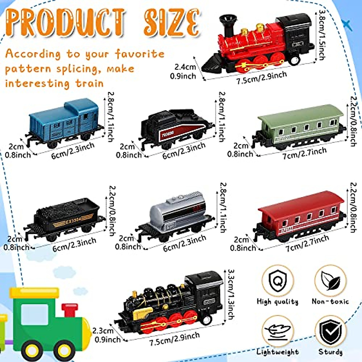 Hanaive 2 Sets Train Toys Small Alloy Retro Steam Train Simulation Steam Toys Train Pull Back Train Model Diecast Locomotive for Boys Girls Christmas Birthday Party Favor Classroom School Reward Gifts