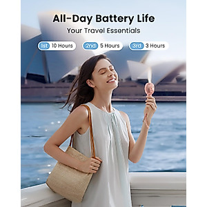 Gaiatop Mini Portable Fan, 3 Speed Powerful Handheld Fan, 2000mAh Battery Operated Cute Design Personal Small Fan, USB Rechargeable Makeup Eyelash Hand Fan Travel Essentials for Women Girls Pink