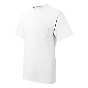 Hanes TAGLESS 6.1 Short Sleeve Tee with Pocket, L-White