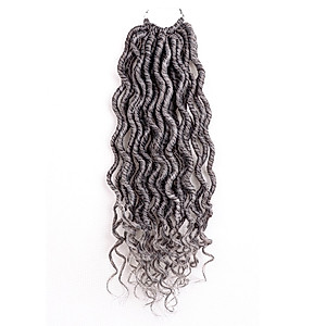 6 Packs Goddess Locs Crochet Hair 14 Inch Gray Wavy Curly Faux Locs Crochet Braids Synthetic Hair Extensions Dreadlocks Crochet Locs Braiding Hair Goddess Brainds Crochet Hair (14" (6 Packs), #51)