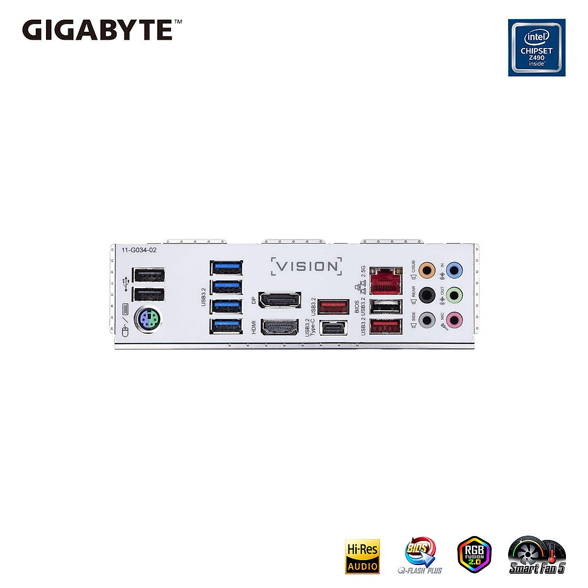 GIGABYTE Z490 Vision G (Intel LGA1200/Z490/ATX/2xM.2/Realtek ALC1220-VB/Intel LAN/SATA 6Gb/s/USB 3.2 Gen 2/SLI Support/HDMI/Motherboard)
