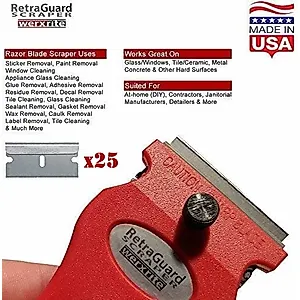 Werxrite Metal Blade Razor Scraper + 25 Replacement Carbon Steel Scraper Blades