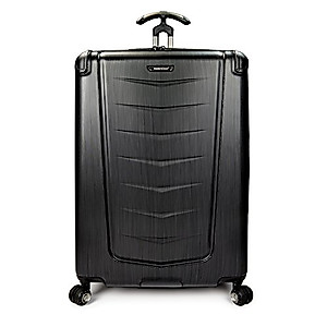 Traveler's Choice Silverwood Polycarbonate Hardside Expandable Spinner Luggage, Brushed Metal, Checked-Large 30-Inch