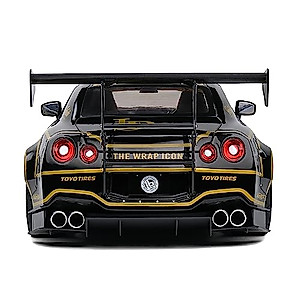 2022 GT-R (R35) RHD (Right Hand Drive) Liberty Walk Type 2" Body Kit #12 Black John Player Special Competition Series 1/18 Diecast Model Car by Solido S1805806