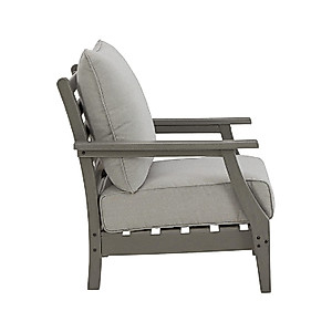 Signature Design by Ashley Outdoor Visola Patio HDPE Cushioned Lounge Chair, 2 Count, Gray