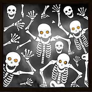 Horaldaily 100 PCS Halloween Window Cling Sticker, Skulls for Home Party Supplies Shop Window Glass Display Decoration