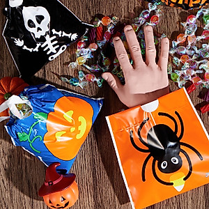 JOYIN 96 Pcs Halloween Drawstring Candy Bags, Small Trick or Treat Bags Bulk, Plastic Goodie Bags for Trick or Treating, Gift Bags for Kids Boys Girls Halloween Party Favors Supplies