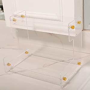 Yooloks Bathroom Organizer Countertop Acrylic 2 Tier - Counter Storage Organizer Makeup Organizer Vanity Shelf - Clear