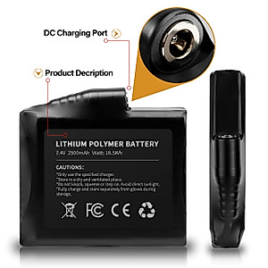 Luckcolor 7.4V 2500MAH/3000MAH Rechargeable Li-ion Batteries for Heated Gloves (2pcs Included) (2500MAH)