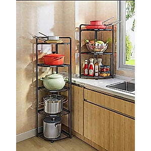 Konrisa 5-Tier Corner Shelf Pot Rack for Kitchen Appliances Adjustable Corner Table Shelf Heavy Duty Shelves Storage Bookcase Organizer Household Stand for Bedroom,Living Room,Hallway