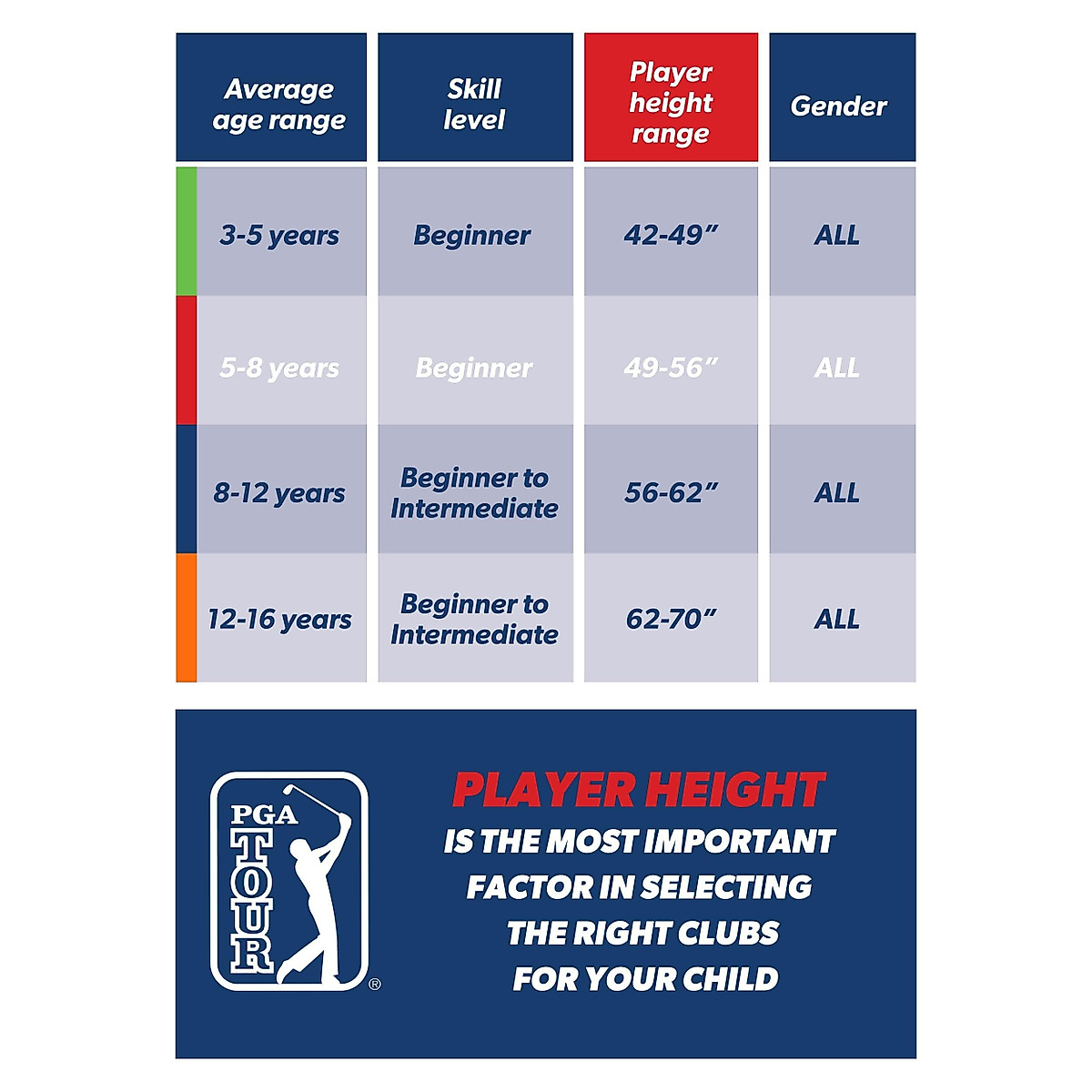 PGA Tour G-1 Series Junior Putter for Ages 12-16, Ideal for Golfers 5'2" to 5'10" in Height