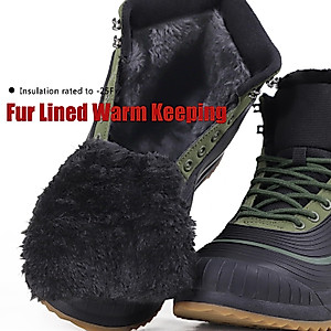 ulogu Snow Boots men Waterproof Insulated Green Duck Boots Fur Lined Warm Ankle Booties Lightweight Comfortable Winter Walking Shoes Zapatos Botas Invierno Para hombres