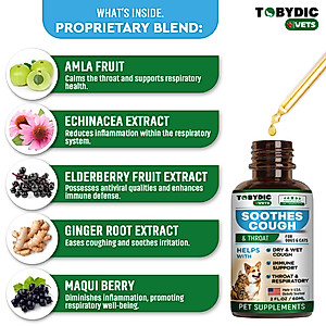 Natural Dog Cough Medicine & Antibiotic for Cats Respiratory Infection - Sneezing Relief & Kennel Cough Treatment - Trachea Collapse & Pet Asthma Support - Made in USA