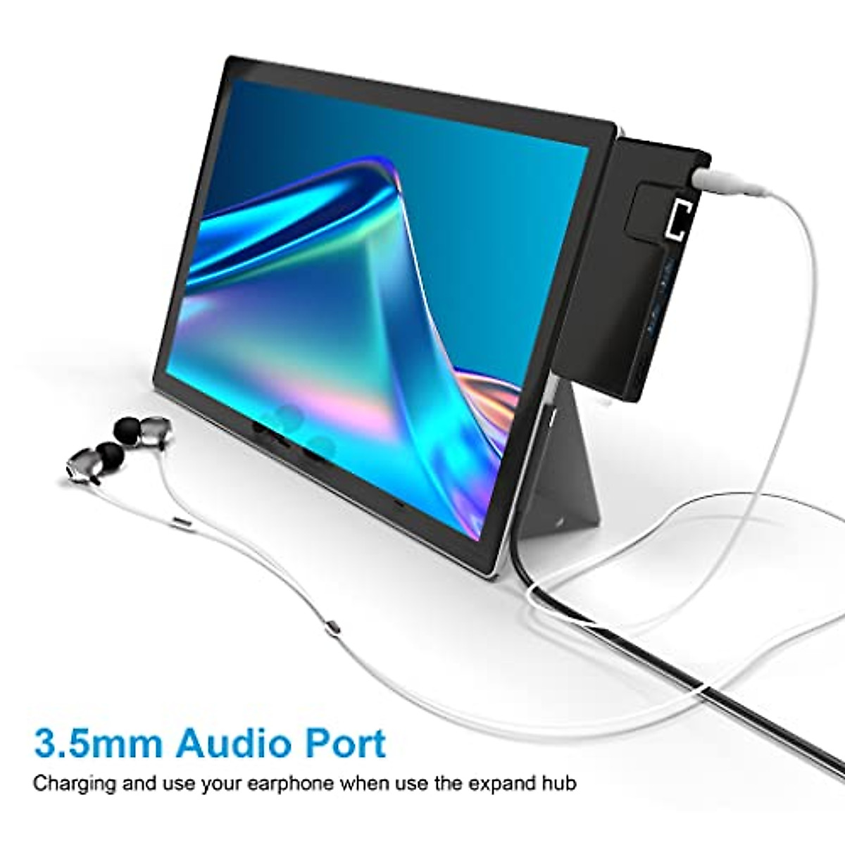 Surface Go/Go 2/Go 3 Hub, Surface Go Docking Station 5 in 1 USB C Surface Go 2 Dock Adapter with 1000M RJ45 Ethernet 4K HDMI 2 USB 3.0 Ports & 3.5mm Audio/Earphones Jack, NOT for Surface Laptop GO