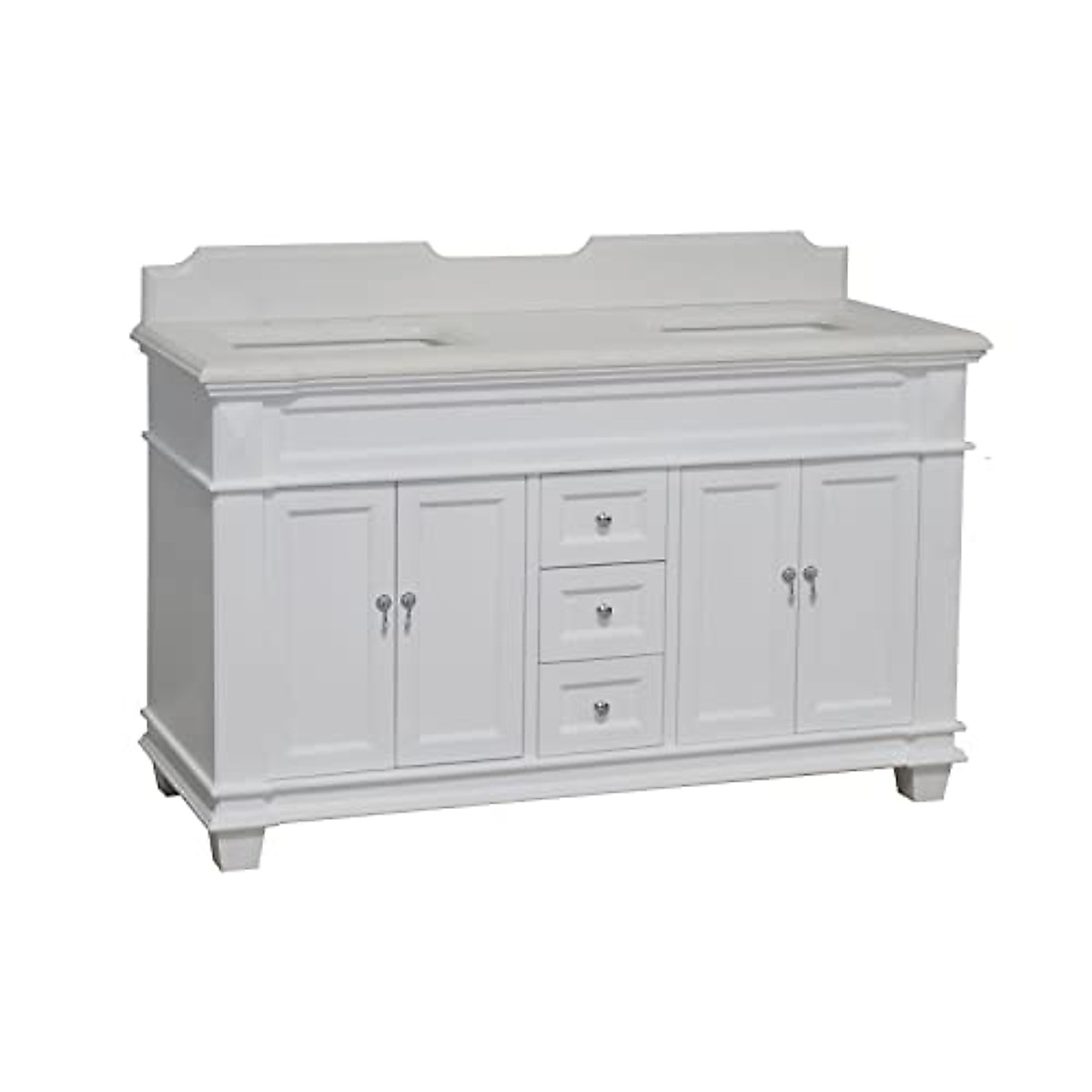 Kitchen Bath Collection Elizabeth 60-inch Double Bathroom Vanity (Quartz/White): Includes White Cabinet with Stunning Quartz Countertop and White Ceramic Sinks