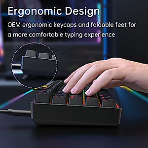 DIERYA DK61E Mechanical Gaming Keyboard, 60% Percent Keyboard w/Hot-swappable, PBT Keycap, Full Keys Programmable, N-Key Rollover, RGB Backlit, USB-C, Ultra-Compact Mini Wired Keyboard w/Blue Switch