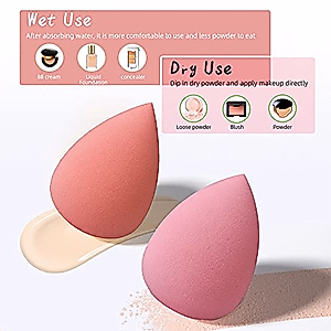 COSTICA 5 Pcs Makeup Sponge Set, Latex Free Beauty Blender, Foundation Blending Beauty Sponge with a Storage Box, Flawless for Liquid, Cream, and Powder(White Pink)