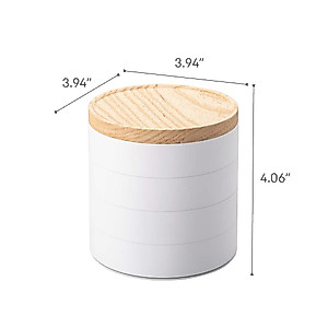 Yamazaki Home Tosca Sectioned Jewelry Organizer Nail Art Supplies Earring Accessories Storage Holder Rotating Display with Removable Trays - Sectioned - Plastic + Wood