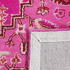 SAFAVIEH Bellagio Collection 2'6" x 4' Red / Pink BLG545B Handmade Medallion Premium Wool Accent Rug