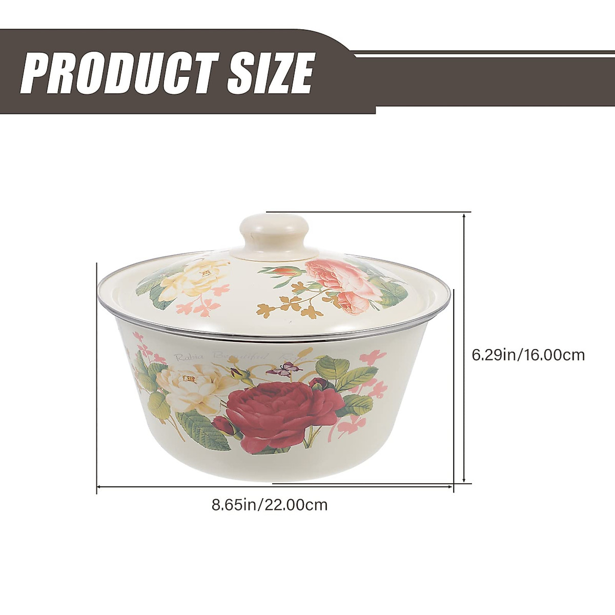 Hemoton 2 pcs Enamel Soup Bowl Vintage Enameled Basin Retro Enameled Bowl Lard Pot with Lid Enamel Mixing Bowl Enamelware Large Salad Serving Bowl Ramen Basin